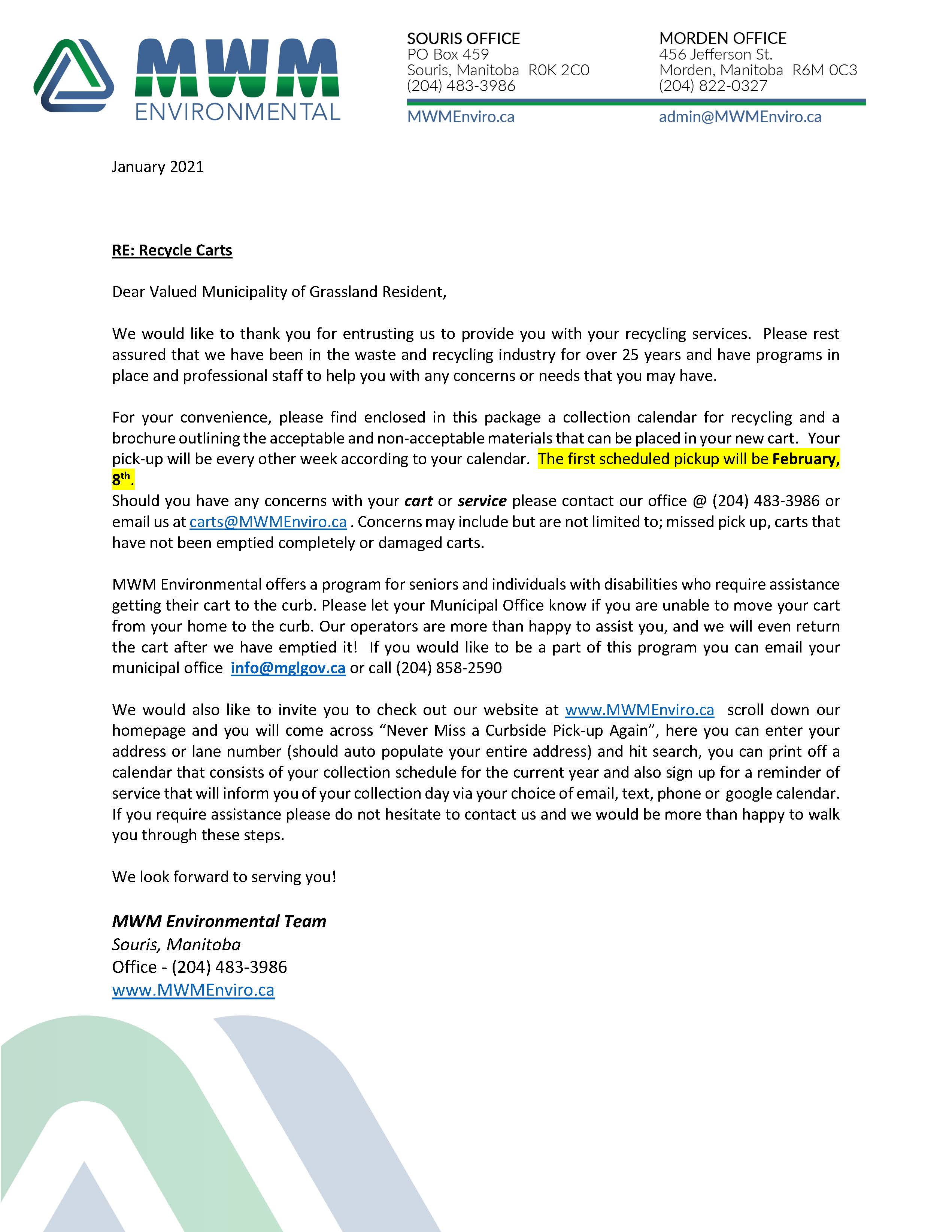 Municipality of Grassland - Garbage/Recycling